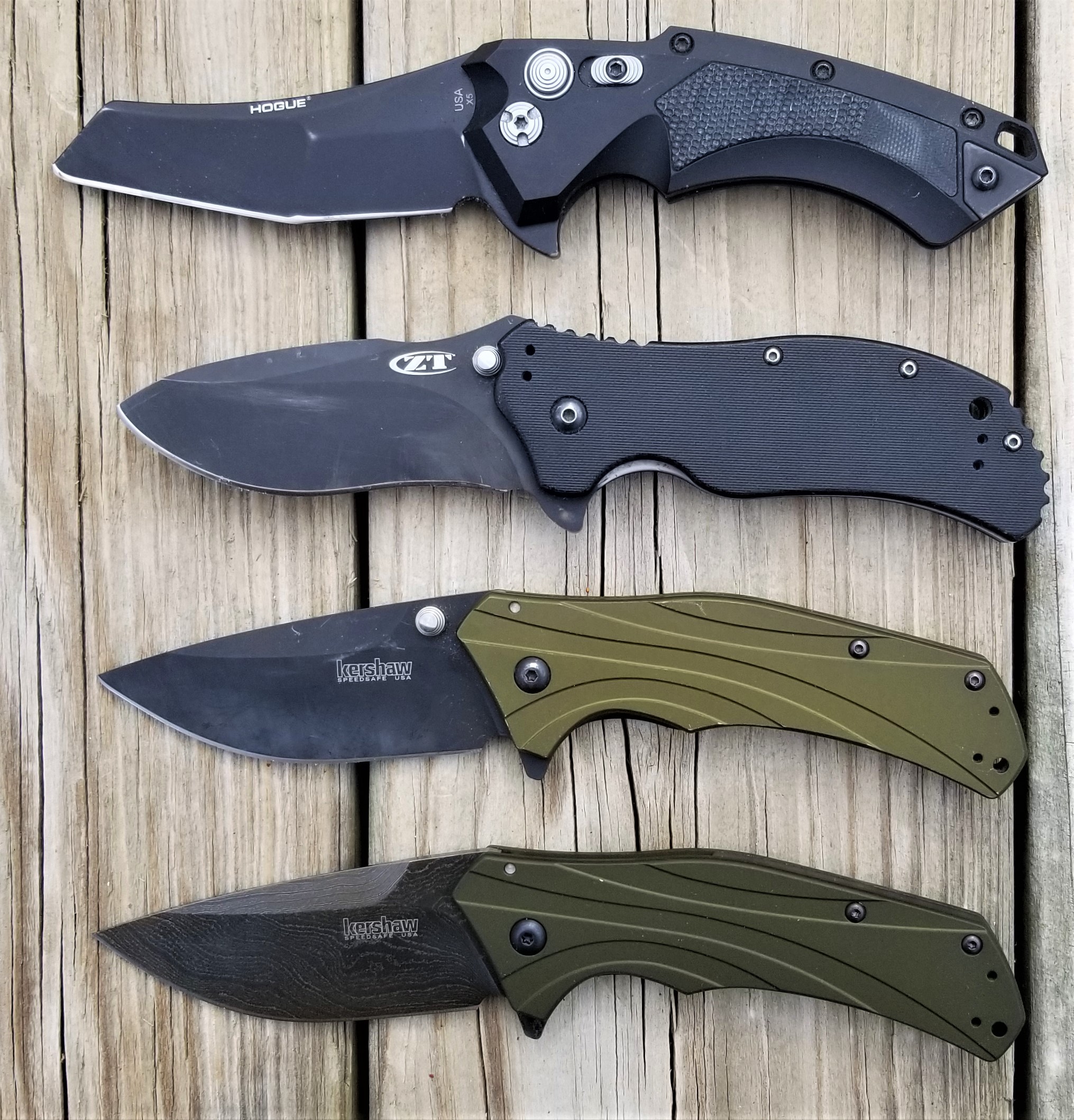 The Kershaw Knockout Folder With A Damascus Blade - Wow!! - Ronin's Grips