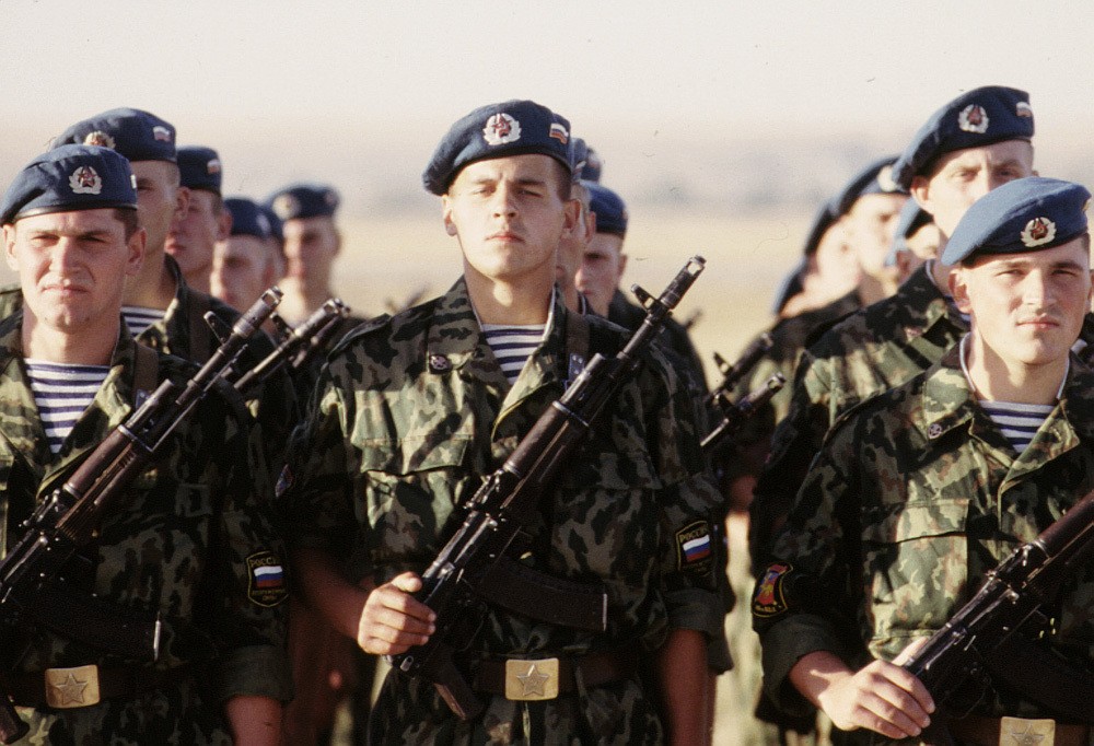 Russian soldiers stand at attention during an exercise in Kazakstan. | Ronin's Grips